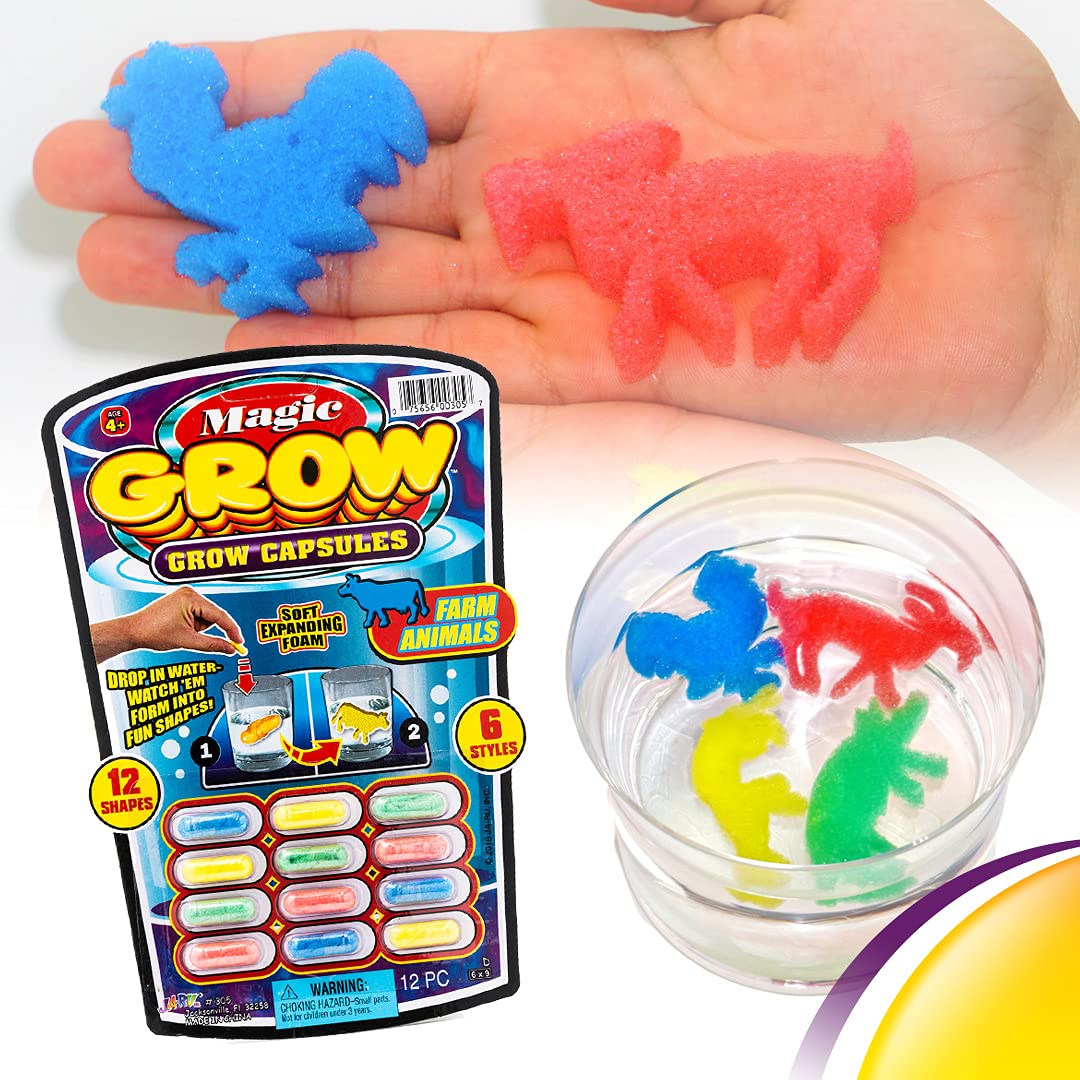 JA-RU Magic Grow Capsules (12 Capsules/Assorted Style) Best Growing Animals Assorted Style Capsules Bath Toys for Kids. 305-1H