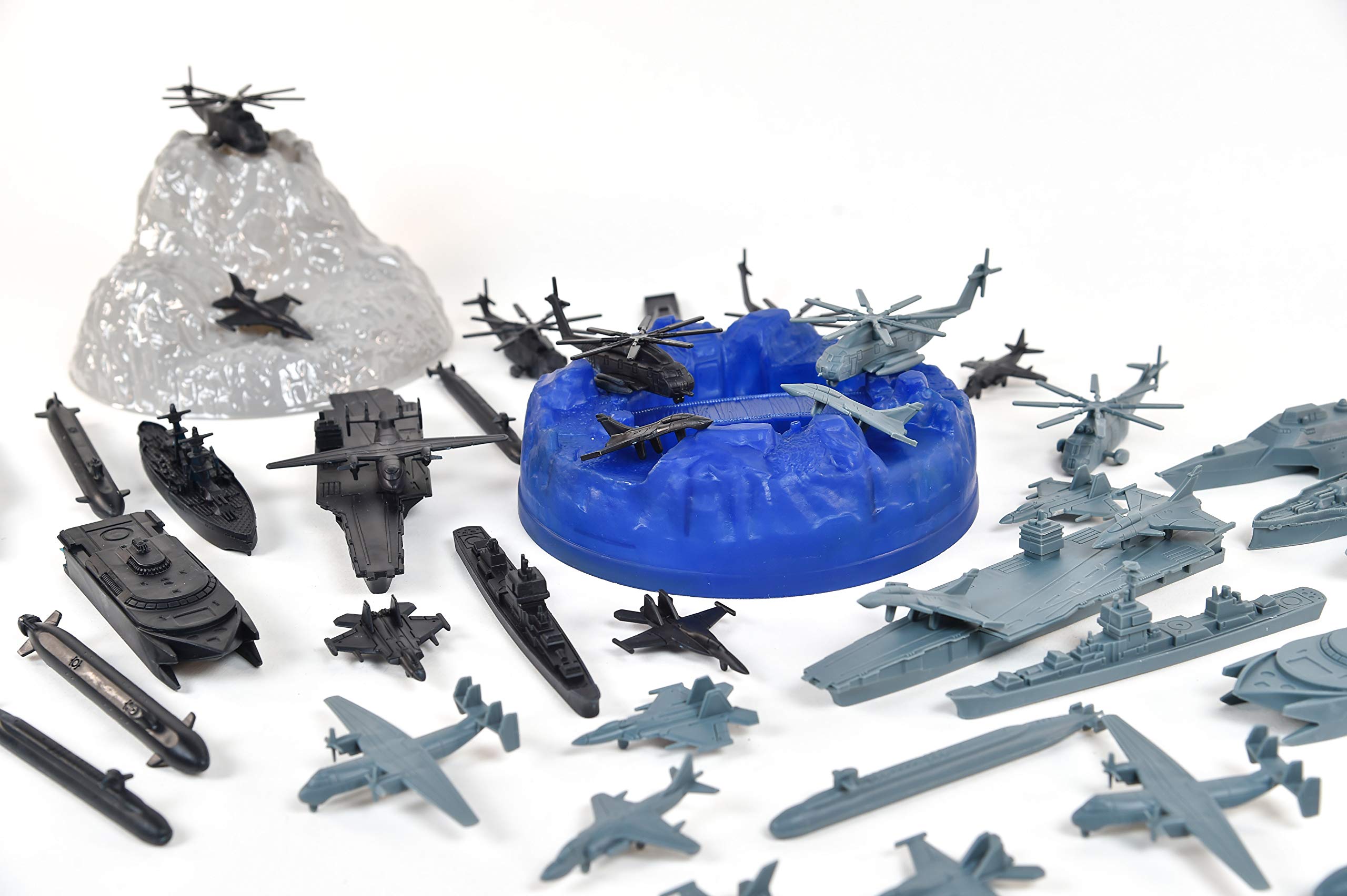 Military Air Force Bucket β 47 Assorted Battleships and Accessories Toy Play Set for Kids, Boys and Girls | Plastic Boat and Plane Figures with Storage Container