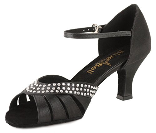 BlueBell Shoes Handmade Women's Ballroom Salsa Wedding Competition Dance Shoes The Maria 2.5" Heel (8, Black)