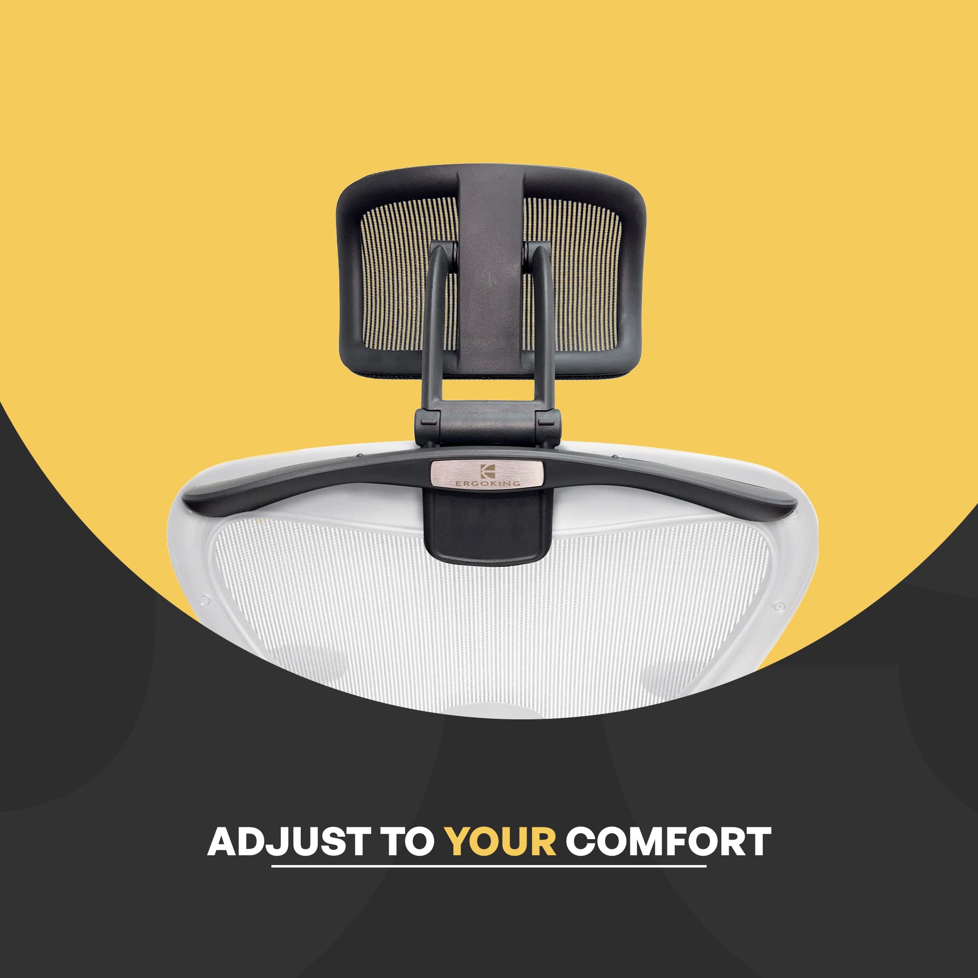 ERGOKING Headrest for Office Chair Headrest Attachment Compatible with Herman Miller Aeron Remastered - Fully Adjustable Height & Tilt, Removable Coat Hanger - Black Frame, Black Onyx Mesh.