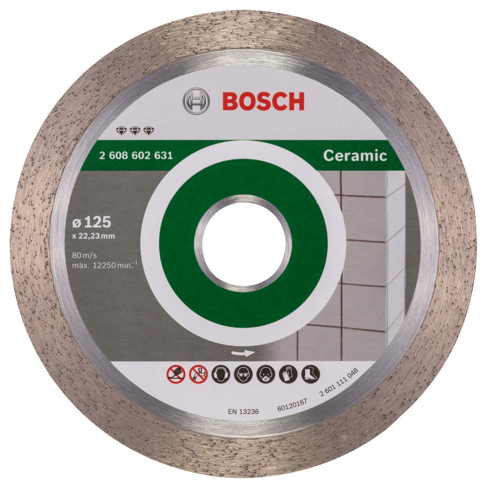Bosch 2608602631 Diamond Cutting Disc Best for Ceramic, 125mm Ø, 22.23mm x 1.8mm x 10mm, Silver/Grey