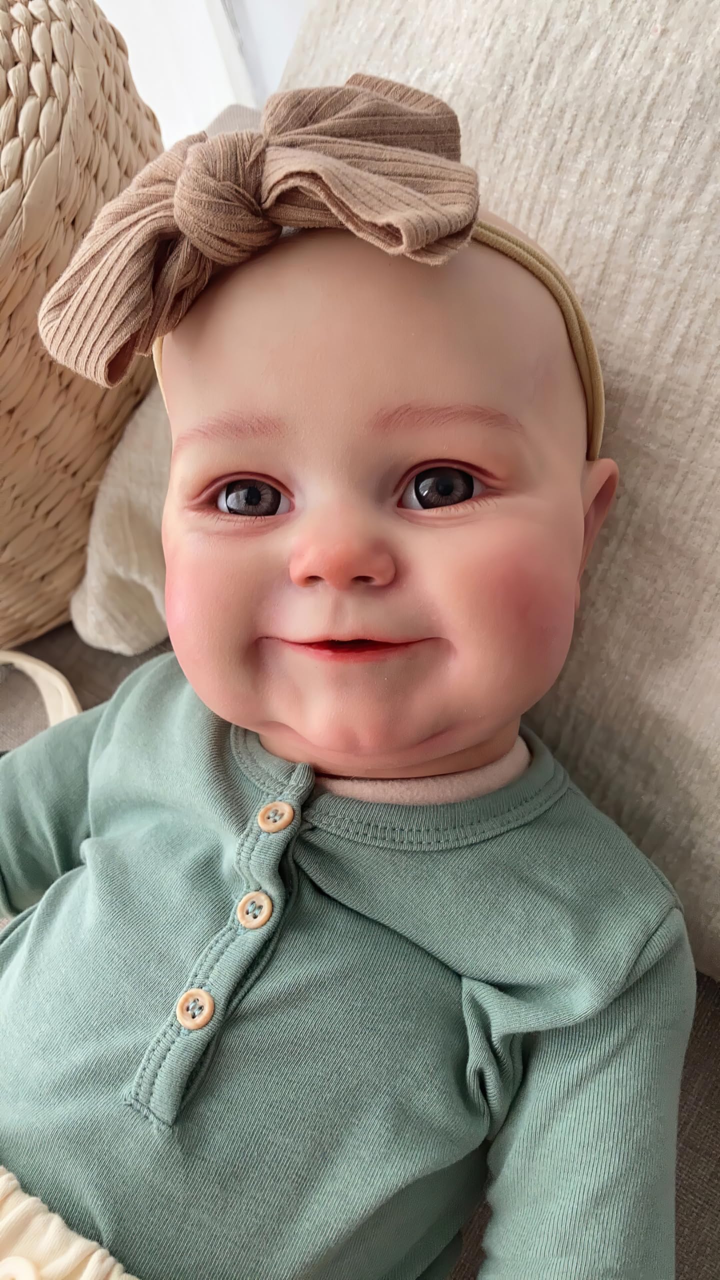 TERABITHIA 24 Inches Real Baby Size Lifelike Smile Silicone Vinyl Limbs Reborn Baby Doll with Soft Body Realistic Newborn Toddler Girl Dolls Look Real