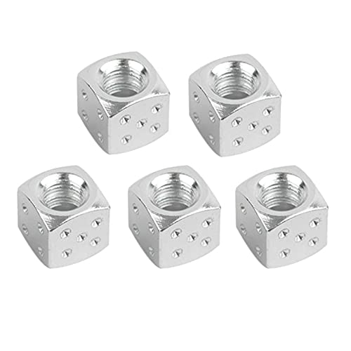 SUWEILE SZSZ 5pcs Aluminum Dice Valve Caps Tire Air Valve Stem Cap Cover for Car Trunk Mountain Road Bike Bicycle Wheel 0212 (Color : Silver)