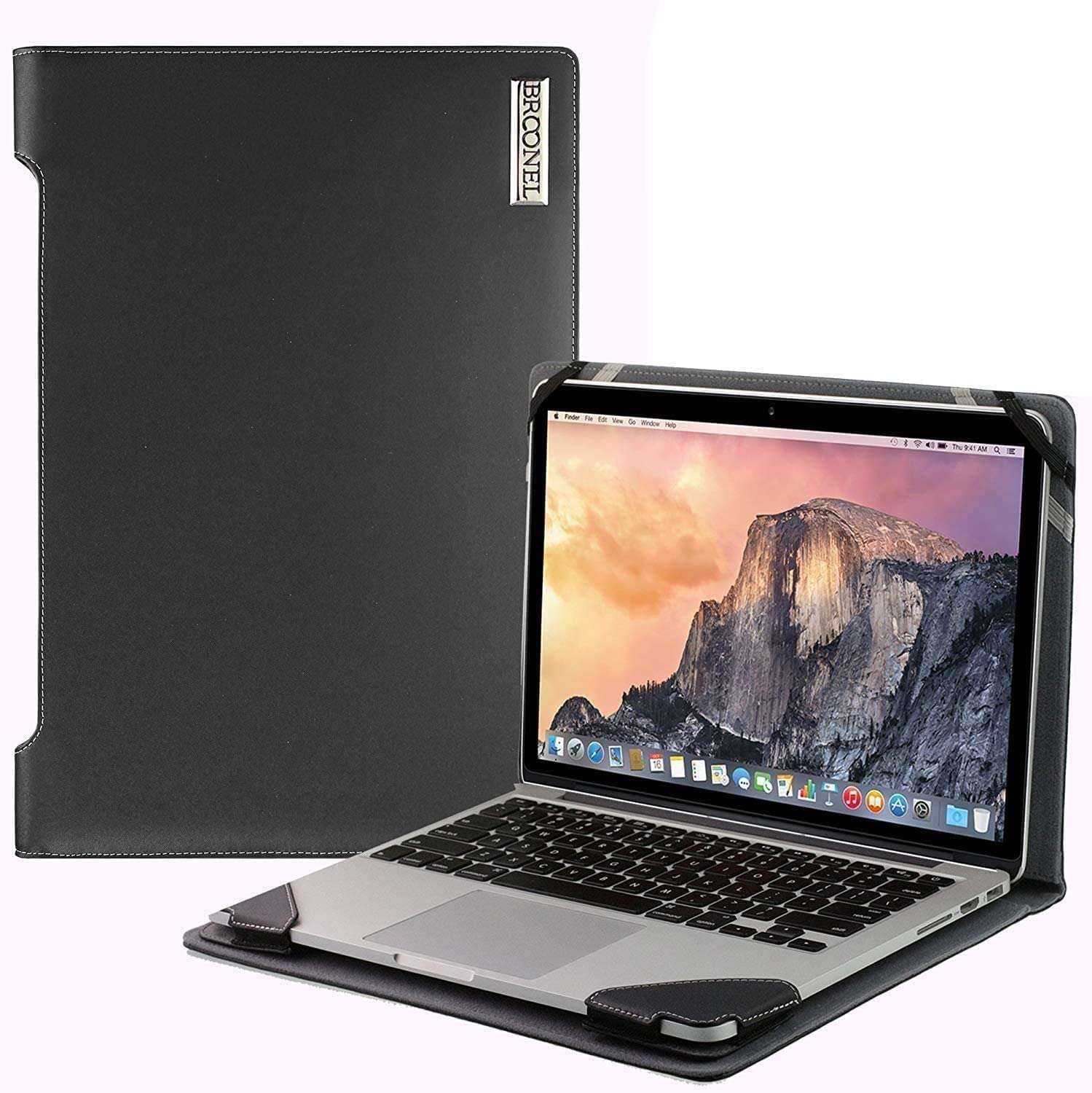 Broonel - Profile Series - Black Leather Laptop Case - Compatible with ASUS Chromebook Flip C214 11.6"