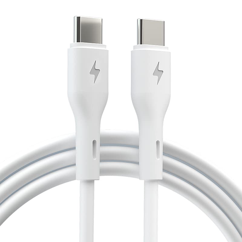 COBOSSIN USB C to USB C Fast Charging Cable 6.6ft, Type C Cord for MacBook Air, Mac Book Pro, New iPad Pro 12.9/11, Air 4/5, Mini 6, Samsung, Pixel, Switch, White