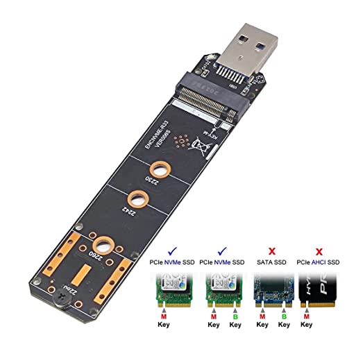 Carreteiro M.2 NVME SSD to USB3.2 GEN2 10Gbps Adapter M.2 NVME SSD Adapter for 2230 2242 2260 2280 NVME M.2 SSD RTL9210B