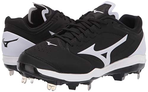 Mizuno Sweep 5 Low Women's Metal Softball Cleat, Black/White, US 9