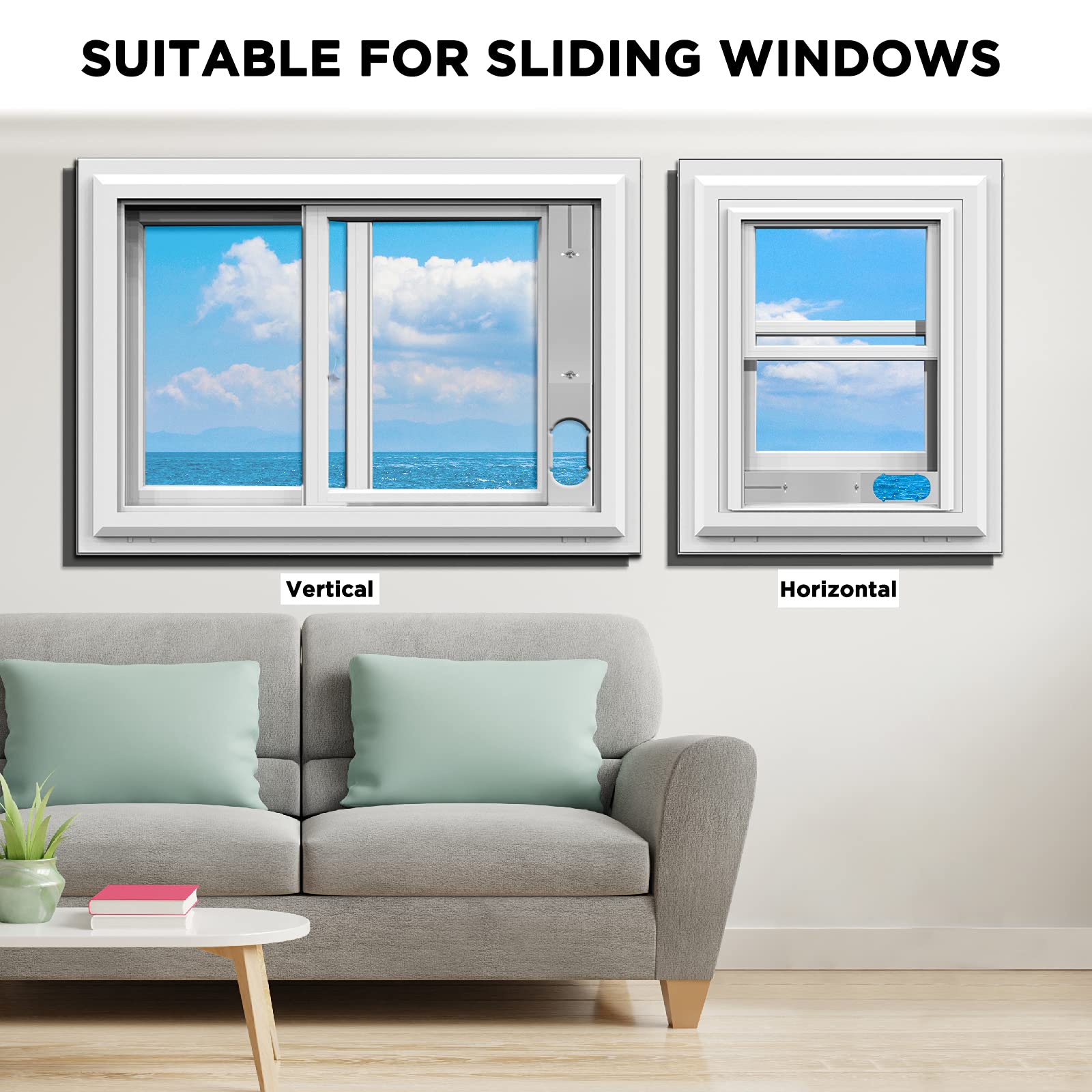 TURBRO Portable Air Conditioner Window Vent Kit, Window Slide Kit Plate for Portable Air Conditioner, Adjustable Length Portable AC Vent Kit for Exhaust Hose of 6 Inch