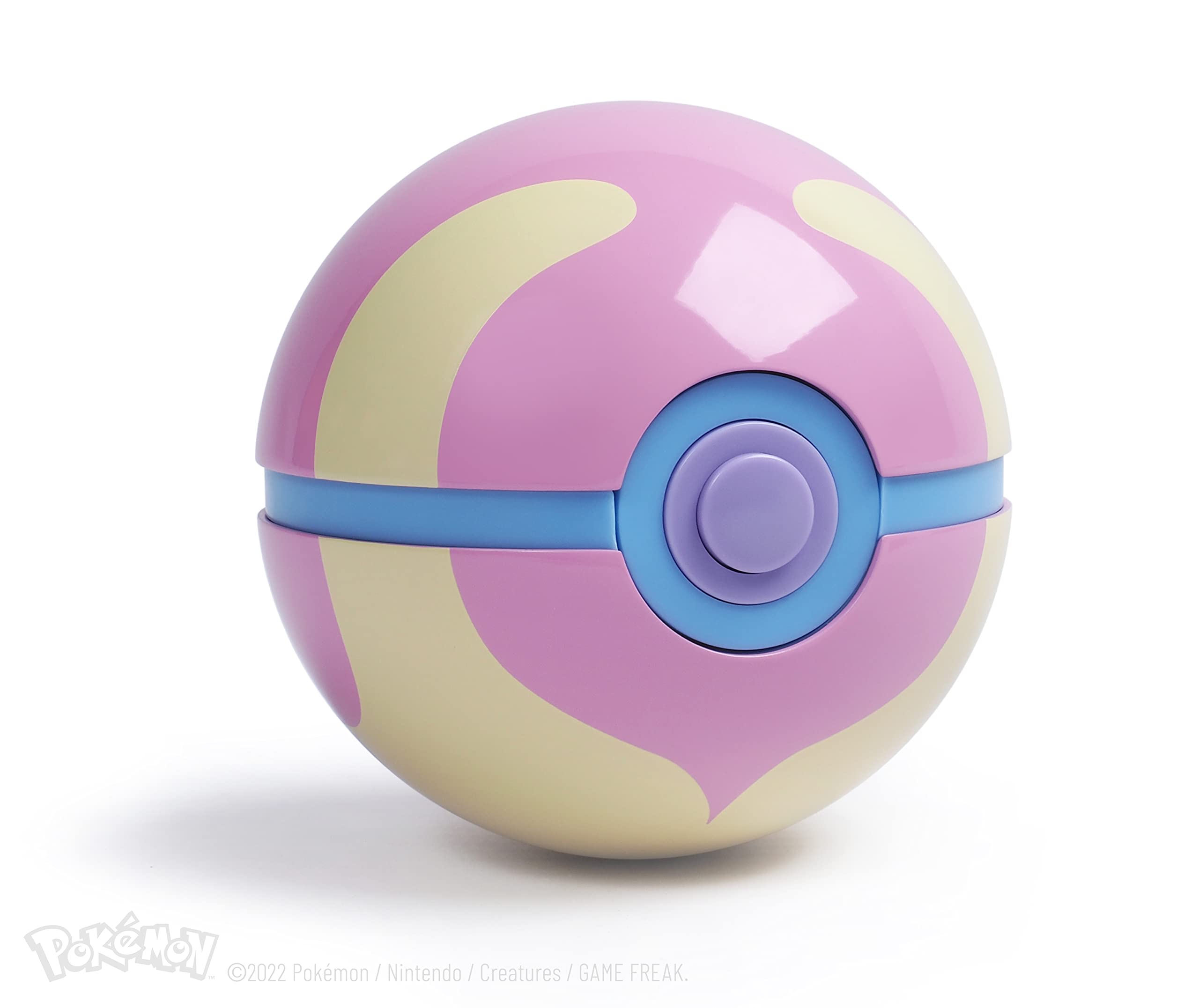 Pokémon Poké Ball Authentic Replicas - Realistic, Electronic, Die-Cast Poké Ball with Display Case Light Features - by The Wand Company (Heal Ball)