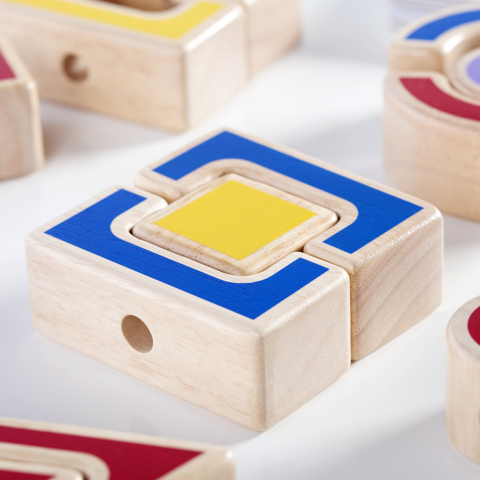 Guidecraft Colorful Nest and Lace Shapes- Wooden Geometric Puzzle Matching and Weaving Game, Toddler Learning & Educational Toys