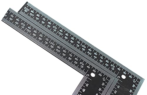 Driak Black 2pc Metal L Shaped Metric Square Carpenter Square 0-30cm 0-20cm Measuring Range Metal Framing Square Square Ruler for Accurate Cutting, Trimming, Slicing and Measuring