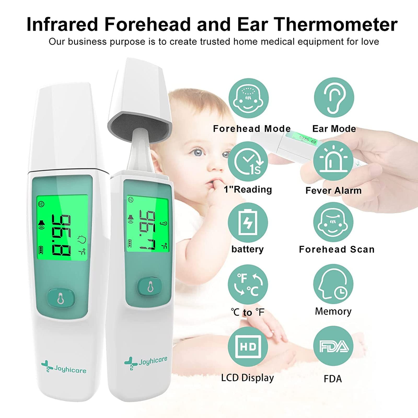 Forehead Thermometer,Ear Thermometer for Adults and Kids, 3-in-1 Forehead & Ear & Scan, Medical Digital Thermometer with Fever Alarm, Instant Accurate Readings