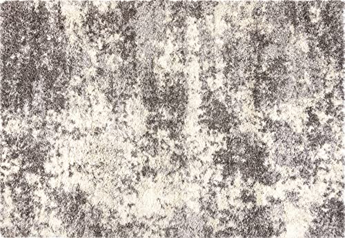 Gertmenian Indoor Modern Plush and Non-Shedding Shaggy Carpet for Foyer Living Room Kitchen Entryway Bedroom Area Rug, 9x13 Extra Large, Abstract Gray Cream Vintage Grey