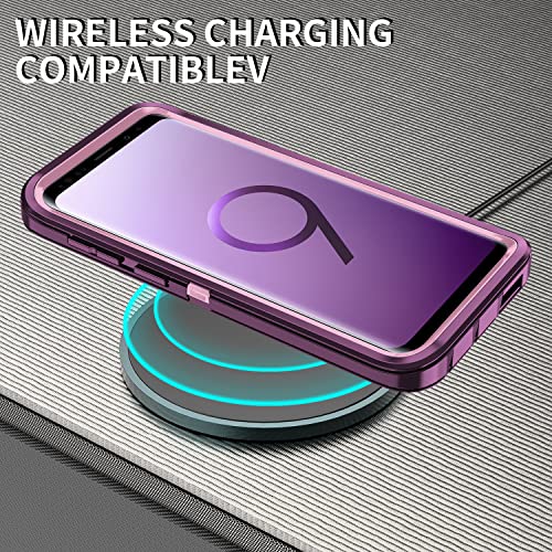 Mieziba for Galaxy S9 Case, Heavy Duty Shockproof Dust/Drop Proof 3 Layer Full Body Protection Rugged Durable Cover Case for Galaxy S9, Purple/Pink