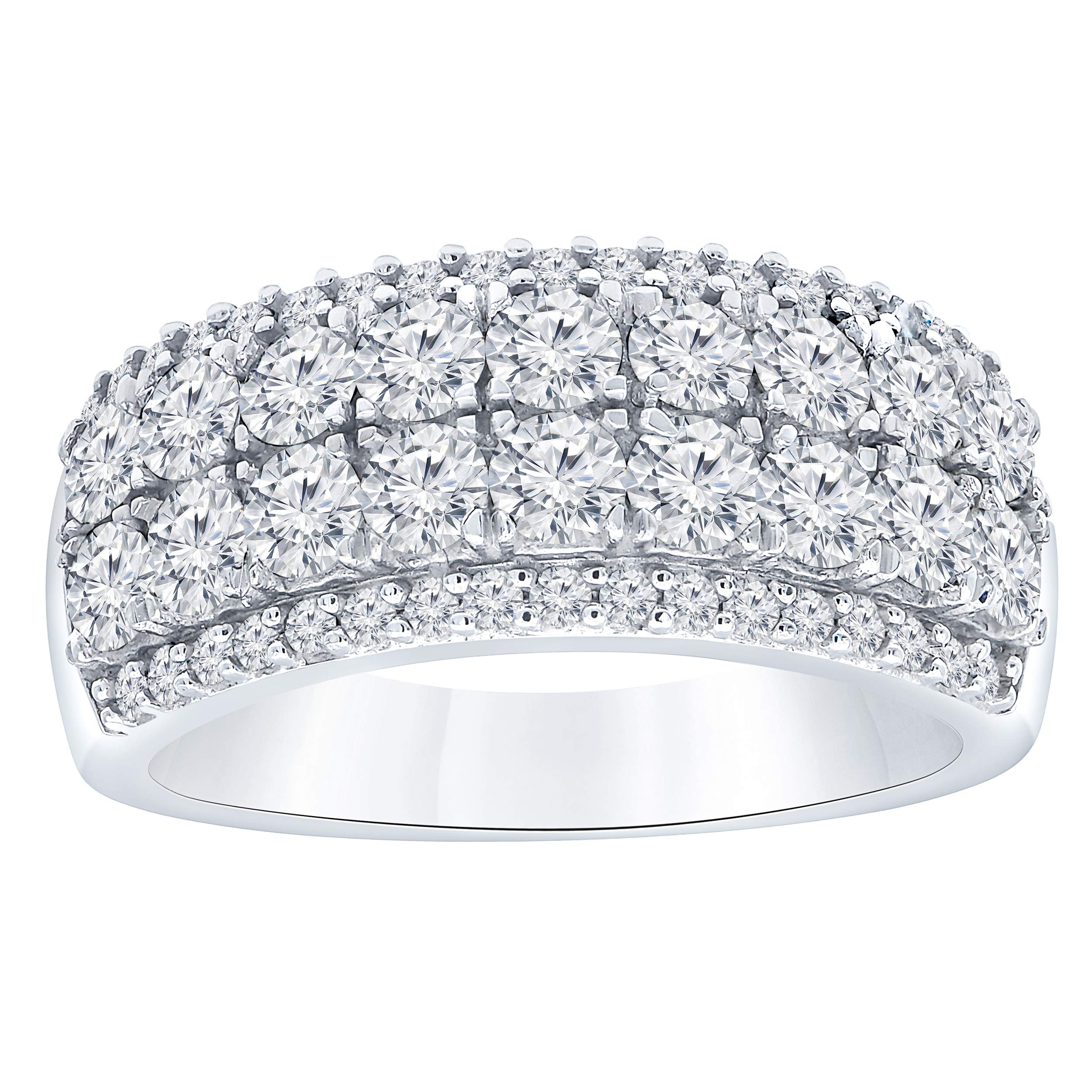 Beyond Brilliance 2.00 Carat, Prong-Set 10K White Gold Round Cut Diamond Multi-row Anniversary Ring (J-K - I2-I3) Natural Diamond Jewelry for Women | Gift Box Included
