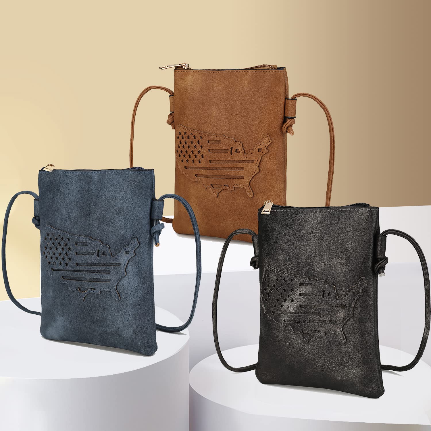 MKF Collection Crossbody Bags for Women Handbag, PU Leather Crossover, Small Shoulder Side Messenger Purse Navy