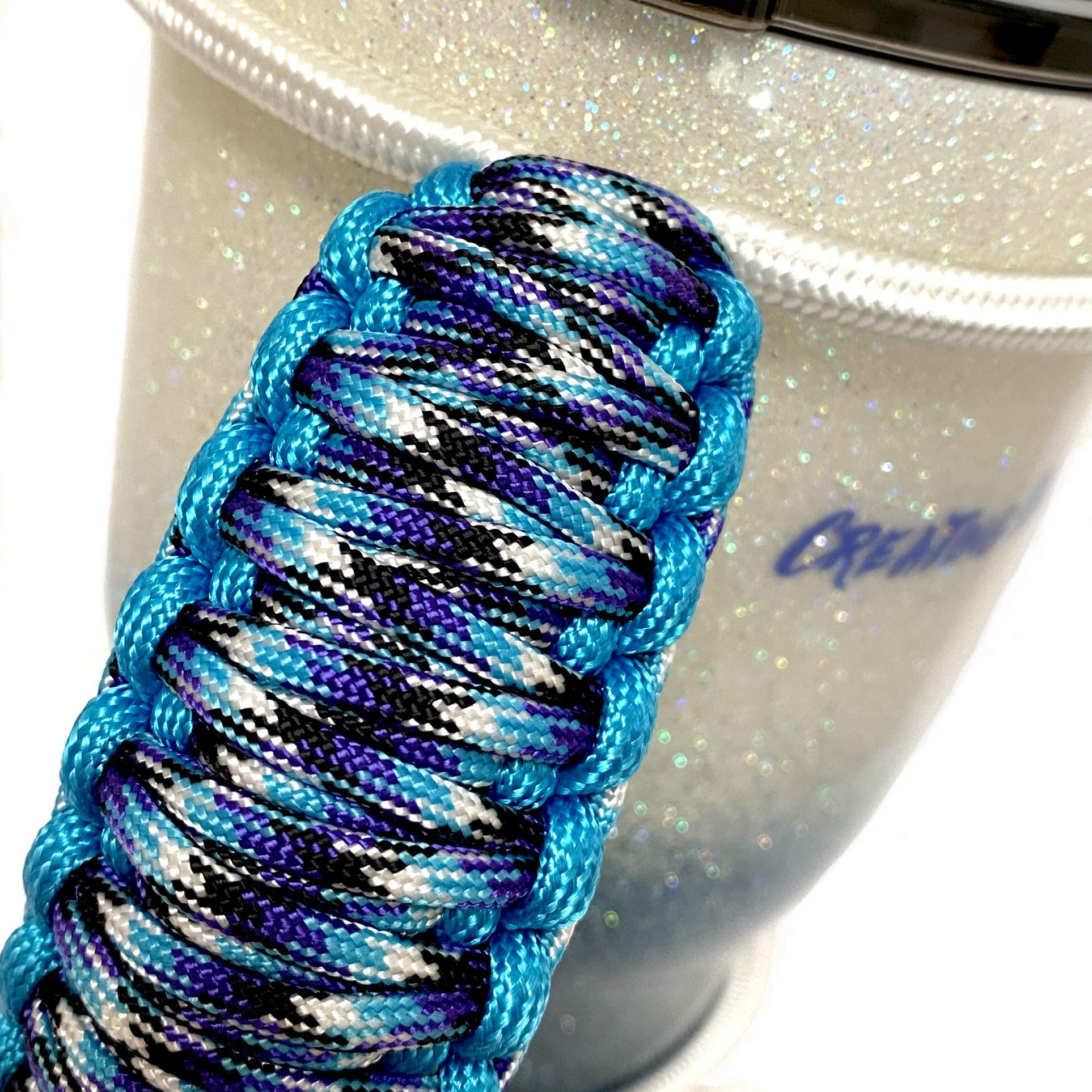 Creating Unique Designs Handmade Elastic Tumbler Handles 20 30 32 40 oz (Handle Only) (Turquoise White Mt Camo)