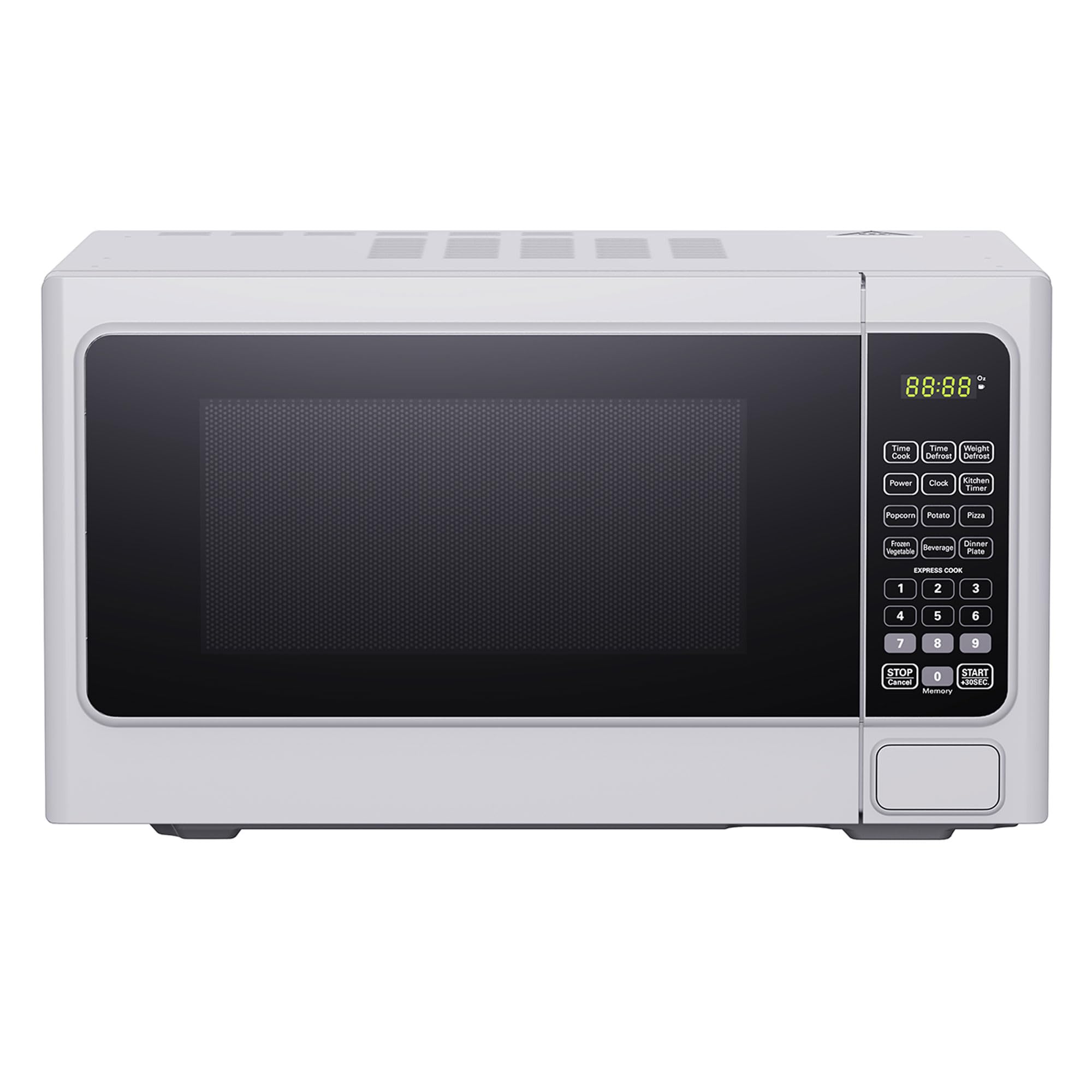 Black+Decker Compact 1000 Watt LED Display Countertop Small Microwave Oven with Turntable, Digital Controls, 6 Cooking Modes, White