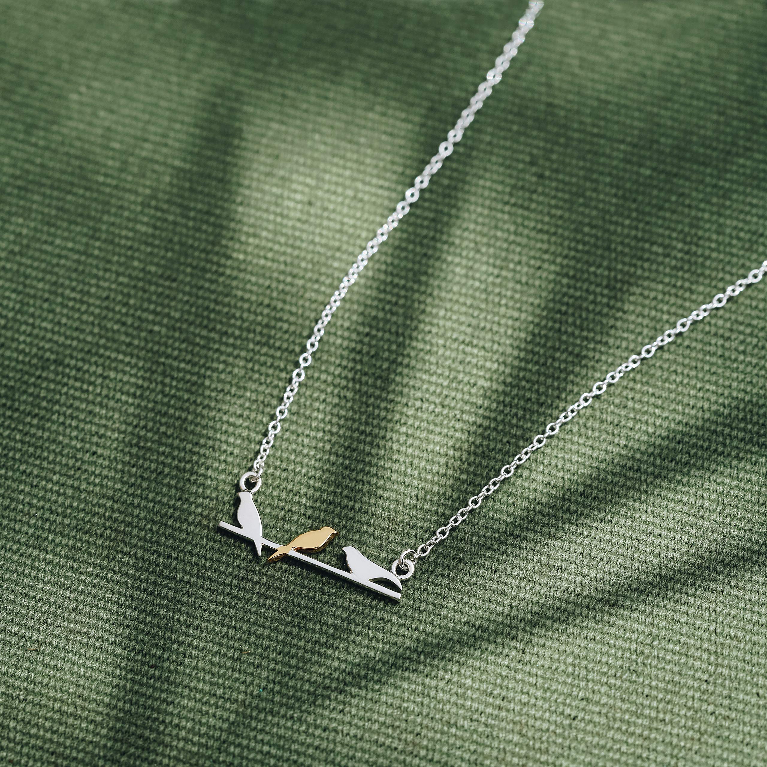 Boma Jewelry Sterling Silver Birds On A Wire 14 KT. Gold Vermeil Necklace, 18 Inches