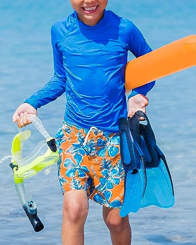 JOCMIC Boy Rash Guard Shirts Boys Swim Shirts UPF 50+ Sun Protection Long Sleeve Quick Dry Shirts Black 8-9Y