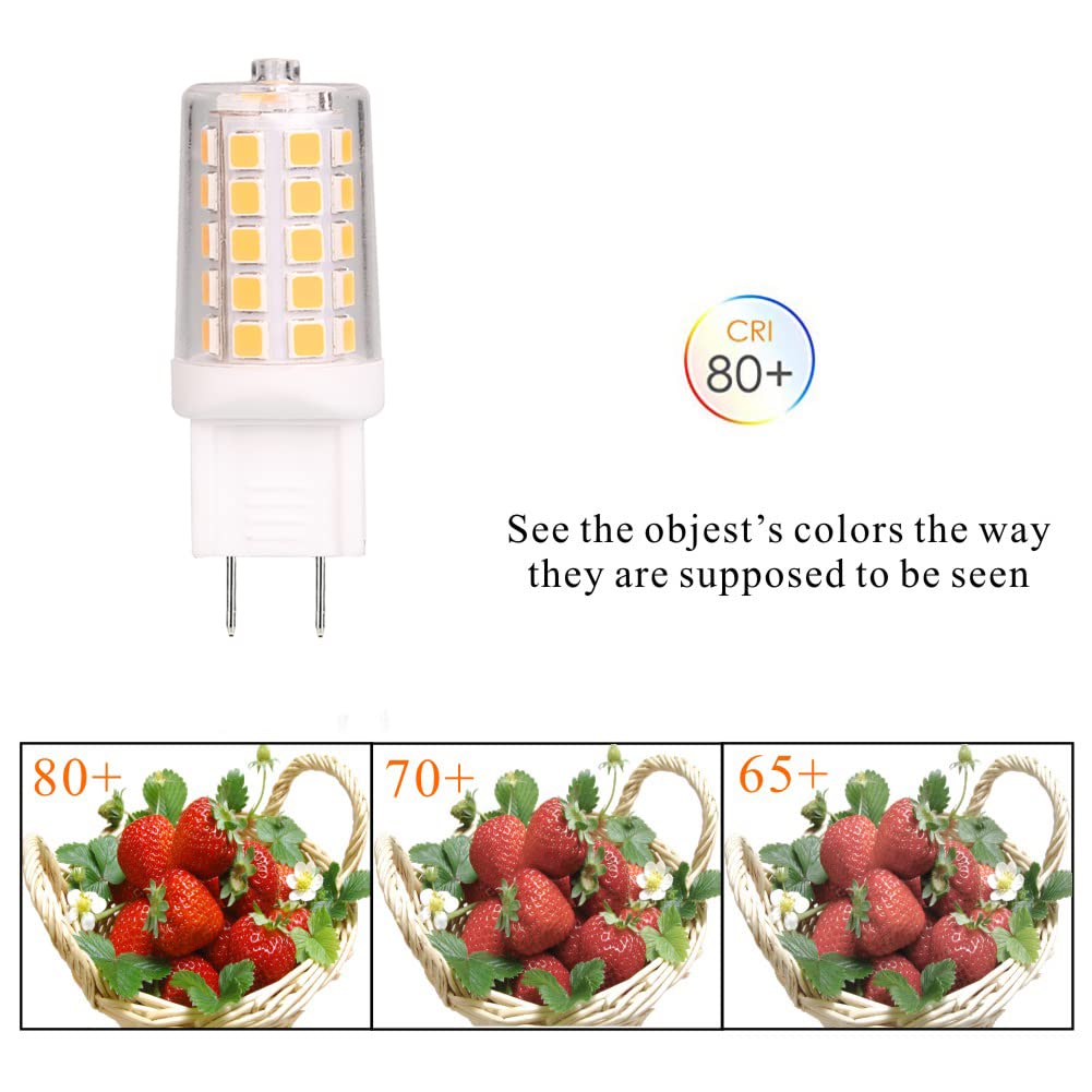 BAOMING G8 LED Bulb Dimmable 4W, 35 Watt T4 G8 Halogen Equivalent, 2700K Soft Warm White, 120V No-Flicker, Chandelier Lighting 450LM (5 Pack)