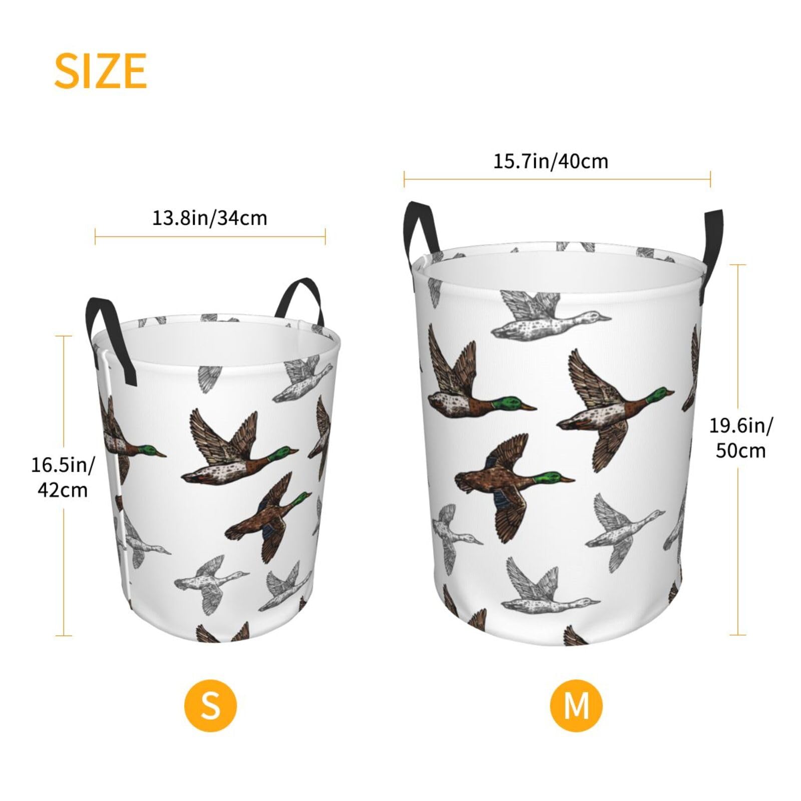 Duck Mallard Wild Bird Large Laundry Basket Decor Round Laundry Hamper Collapsible Laundry Baskets With Handles Dirty Clothes Hamper Basket Toy Cloth Storage Basket for Bedroom Room Decor