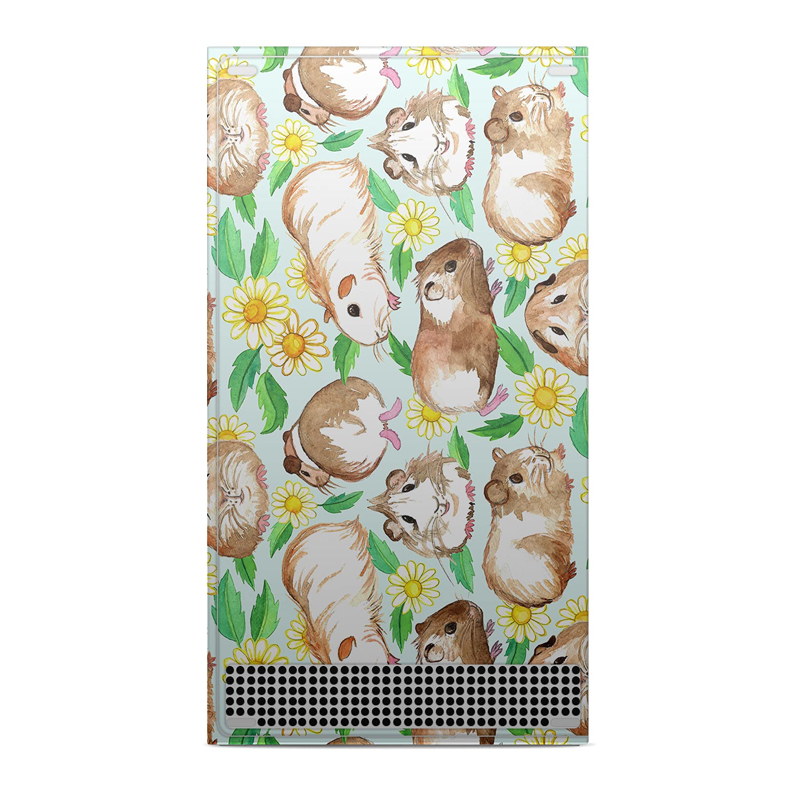 Guinea Pigs and Daisies in Watercolour On Mint Art Mix Vinyl Sticker Gaming Skin Case Cover Compatible with Xbox Series S Console and Controller Bundle