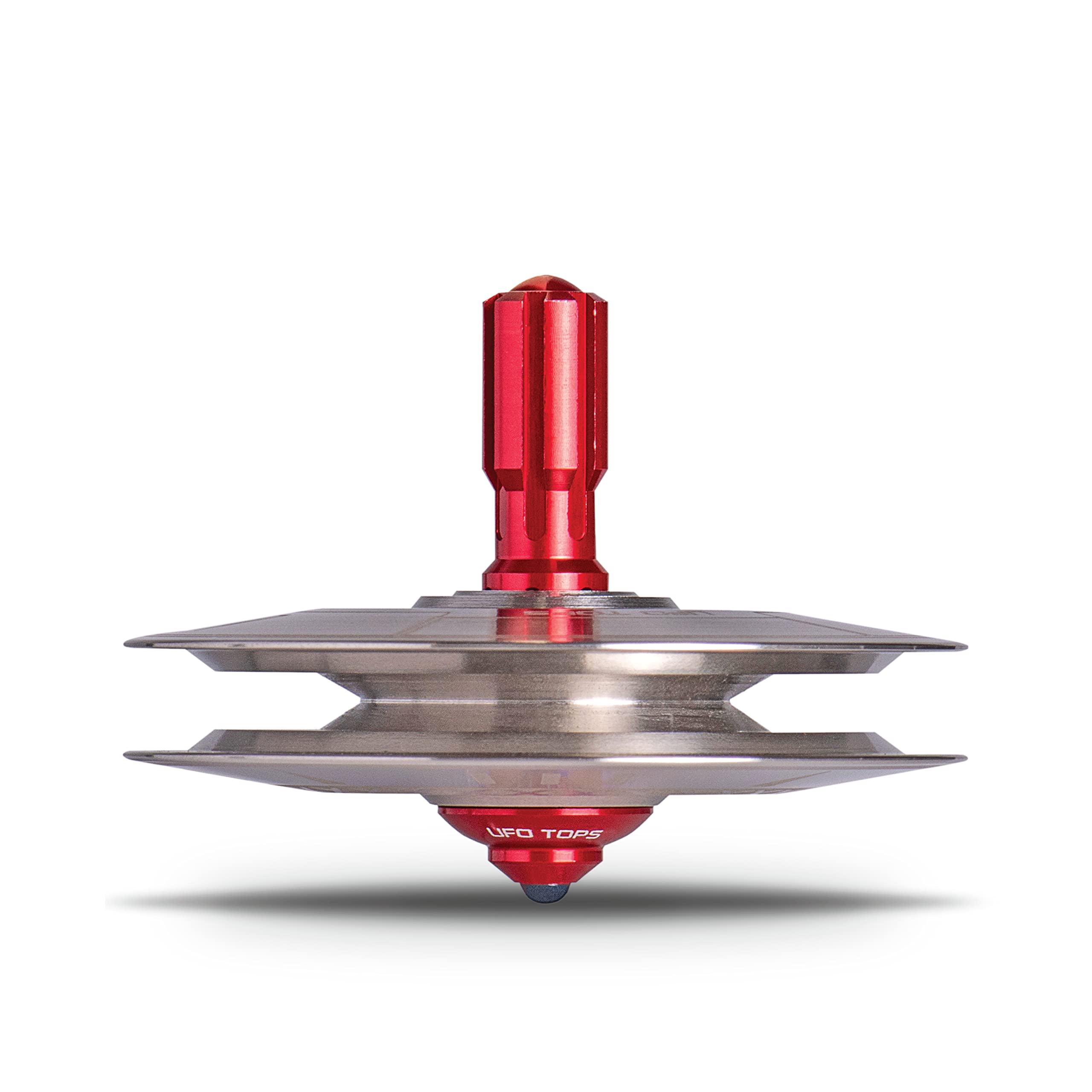 UFO Tops - Height 611 | Metal Spinning Top | Inspired by The 1986 Soviet Union UFO Incident | Raw Stainless Steel UFO Body and Fireball Red Power Coreâ˘