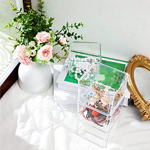 Hair Accessories Organizer, 9 Pieces Stackable Organizer Holder Storage with Lids Acrylic Clear Hair Tie Organizer Bathroom Hair Bow Containers for Girls Headband Scrunchie Makeup Accessory Organizing