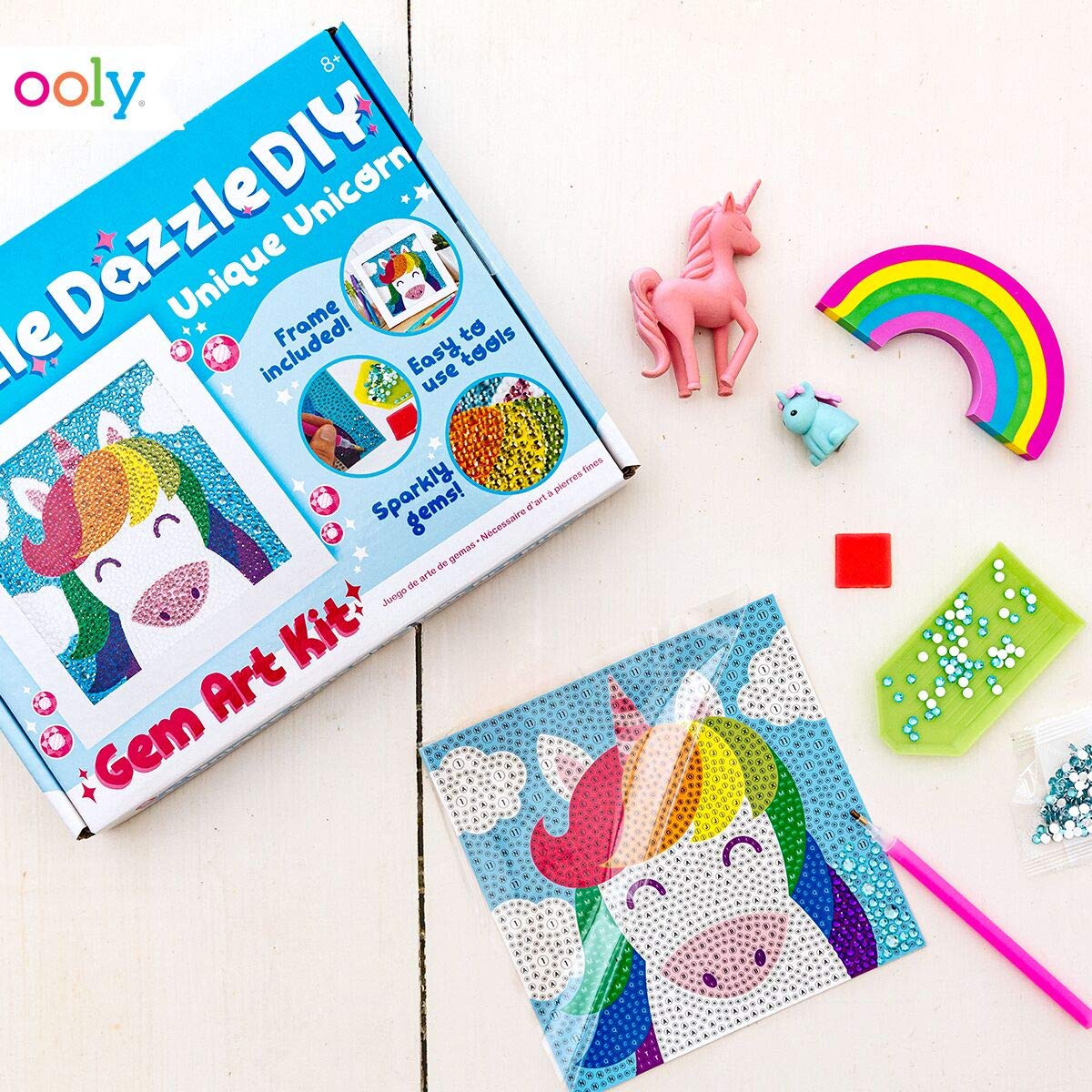 Ooly, Razzle Dazzle DIY Gem Art Kit for Kids, School, Art Projects, Diamond Painting, Rhinestone Craft Mosaic - Unique Unicorn