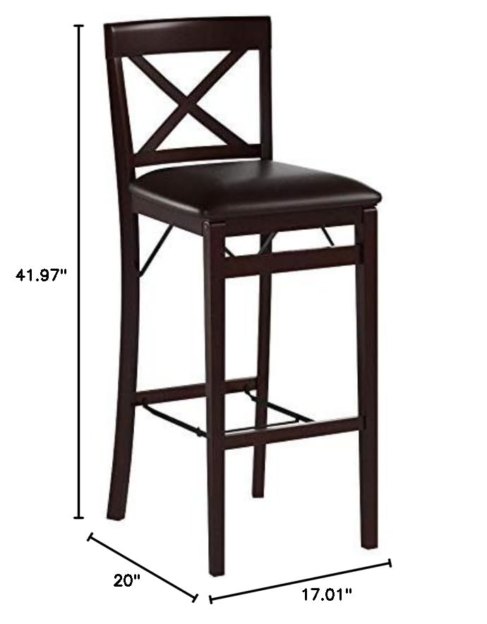 Linon Triena X Back Folding Bar Stool, Brown