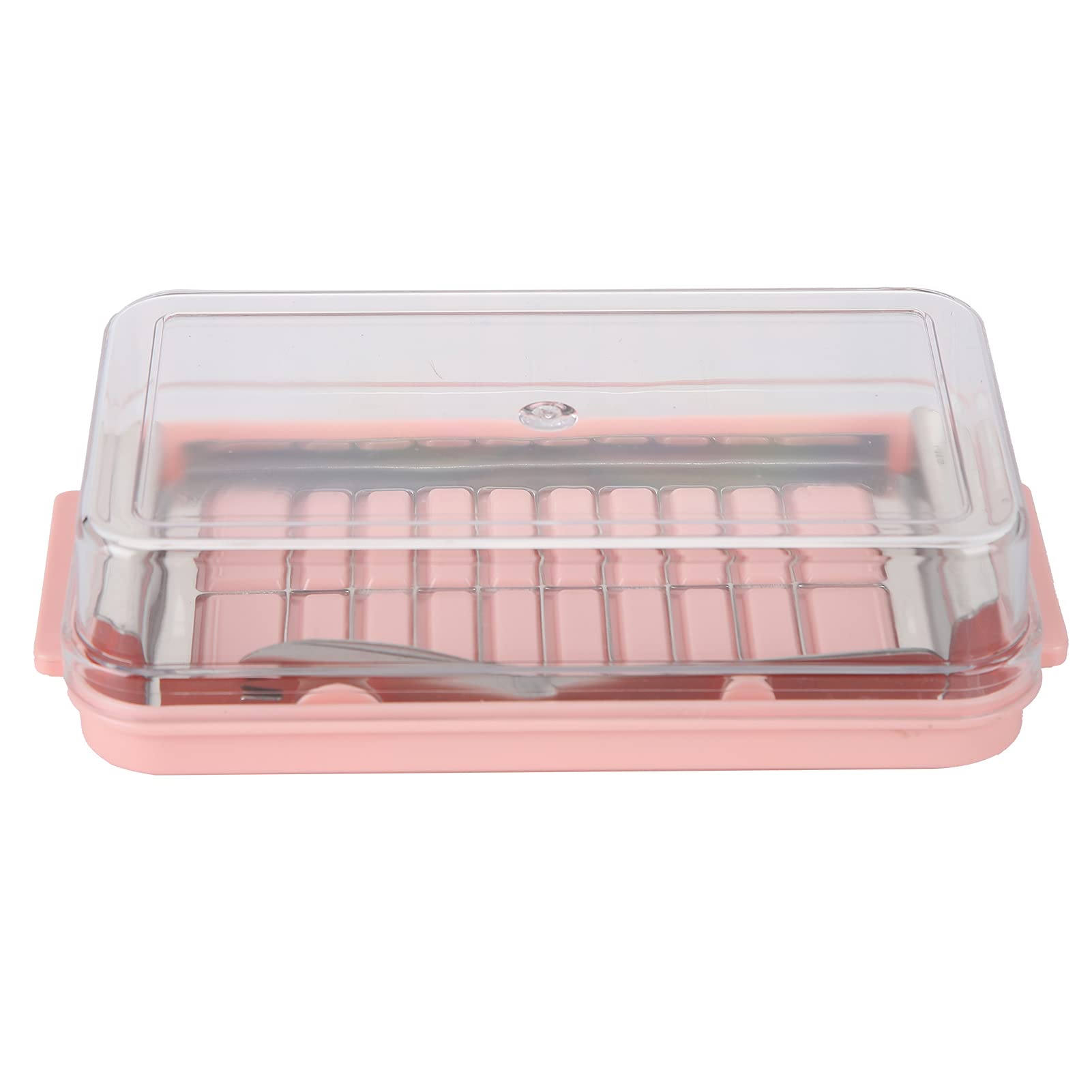 Butter Cutter Container,Cutter Style Butter Case,Stainless Steel Butter Storage Box,Cheese Storage Box with Transparent Cover, Butter Cutter Container, Kitchen Supplies for Home Kitchen(Pink)