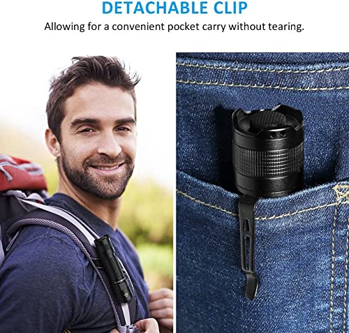 BYBLIGHT Rechargeable Flashlight, LED Tactical Flashlight, 800 Lumens Super Bright Pocket-Sized LED Torch with Clip, IP67 Water Resistant, 5 Modes for Camping, Hiking, Emergency & ED