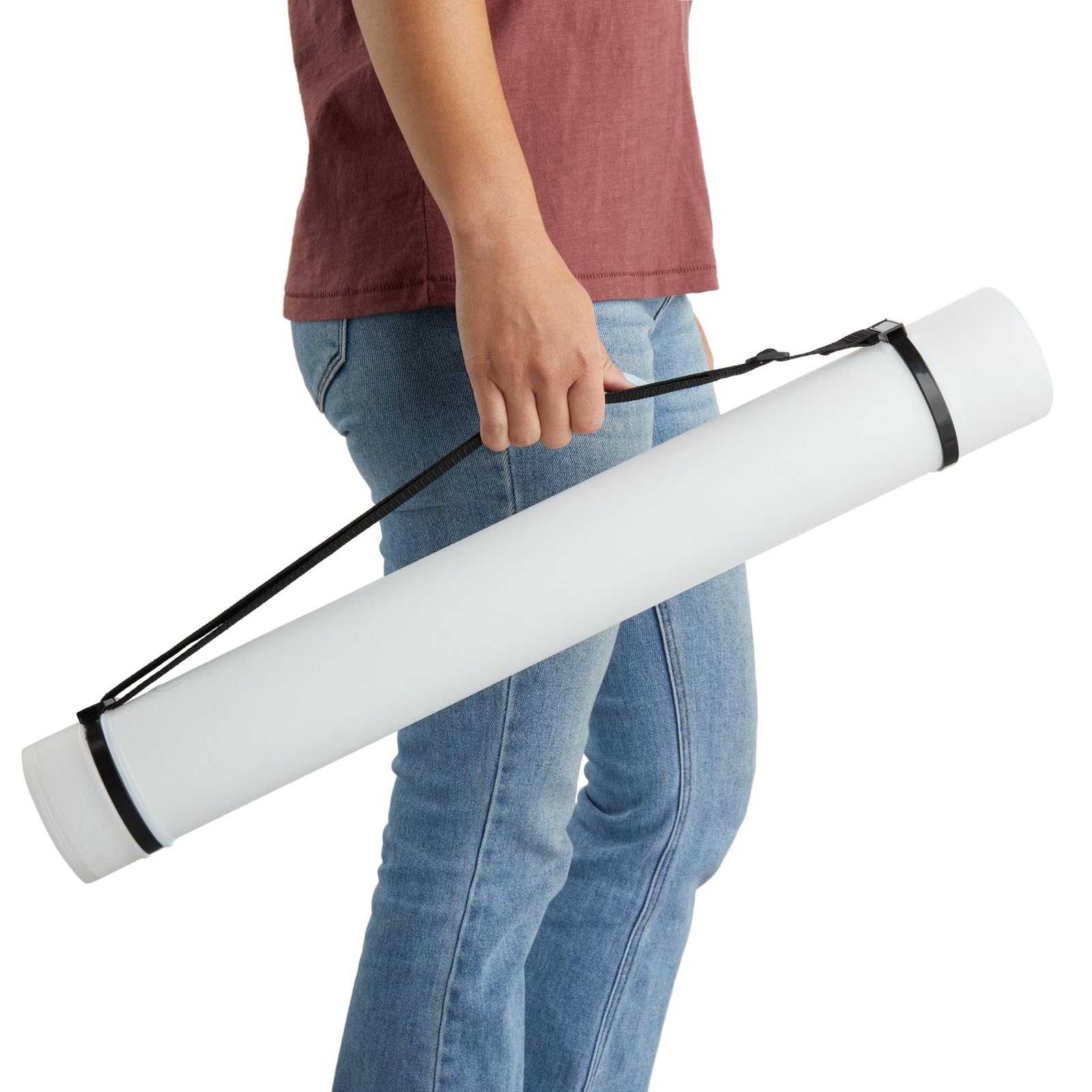 Expandable Poster Tube with Strap for Posters, Documents, Artwork, Blueprint Storage, Carrying Case for Architects, Teachers, Students, Artists (White, 24 to 40 Inches)