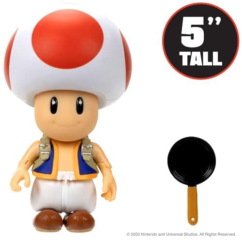 THE SUPER MARIO BROS. MOVIE - 5 Inch Action Figures Series 1 β Toad Figure with Frying Pan Accessory