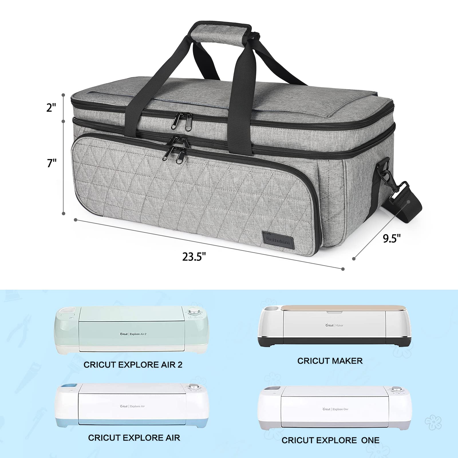 Carrying Case for Cricut Maker, Maker 3, Explore Air, Air 2, Silhouette Cameo 4 and Accessories, Double Layer Water-Resistant Storage Tote Bag for Die Cut Machine with Dust Cover (Bag Only), Grey