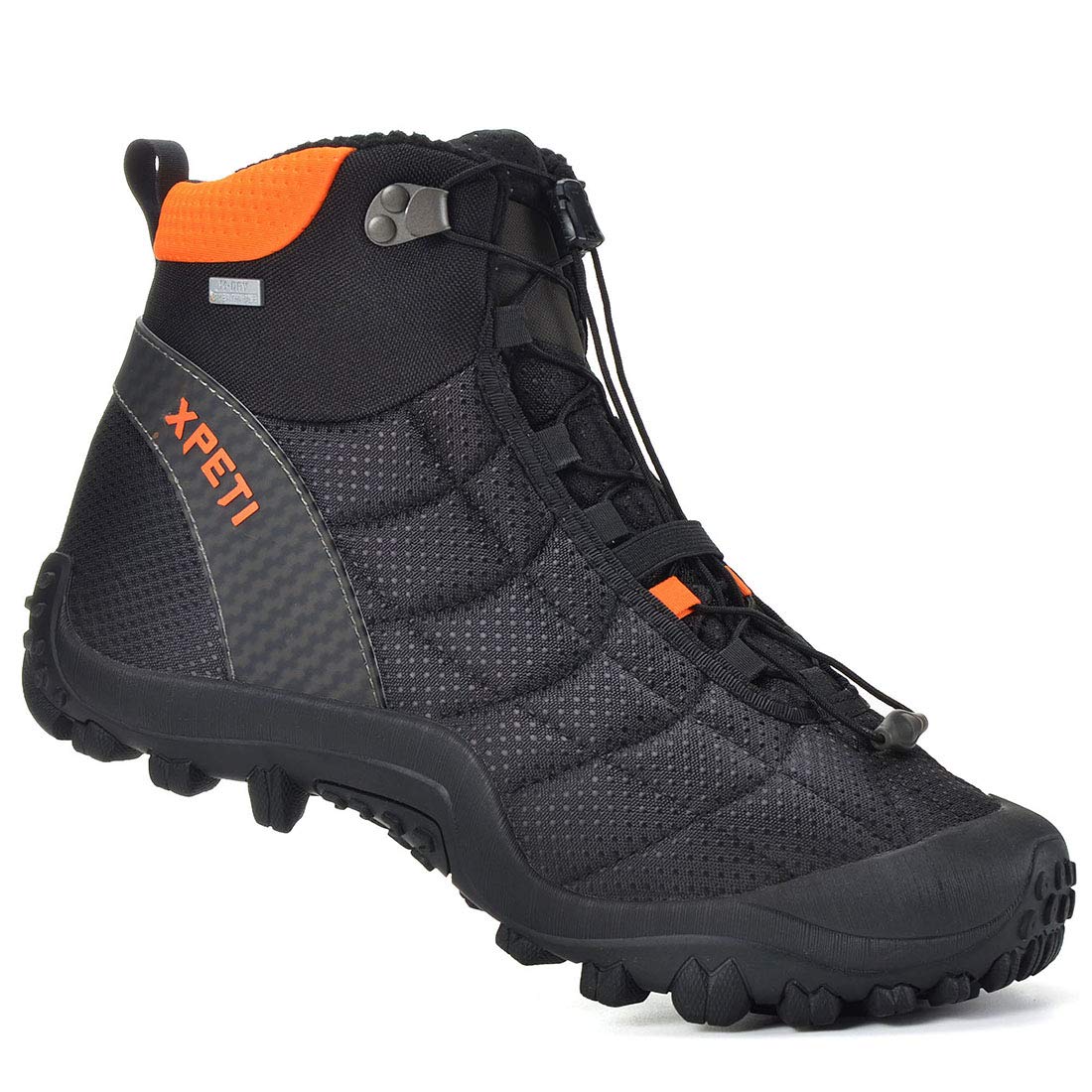 Birsppy Men's Crest Thermo Hiking Trekking Outdoor Boot Snow Walking Work Shoes Breathable Drawstring Lock Design (Black/Orange,8 IN)