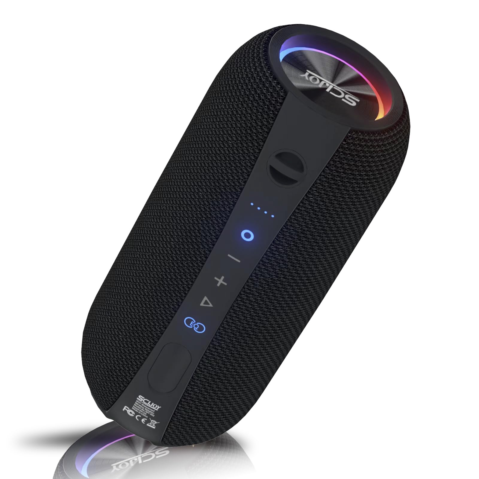 Bluetooth Speakers, 40W Wireless Portable Speaker IPX7 Waterproof with Loud Stereo, Deep Bass, LED Lights, Bluetooth 5.2 Speaker for Party, Shower, Birthday and Festival Gift (Black)
