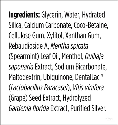 Designs for Health PerioBiotic Xylitol Toothpaste - Fluoride Free Toothpaste with Probiotics, Purified Silver + CoQ10 for Healthy Teeth, Gums & Fresh Breath - No SLS or BPAs - Spearmint Flavor (4oz)