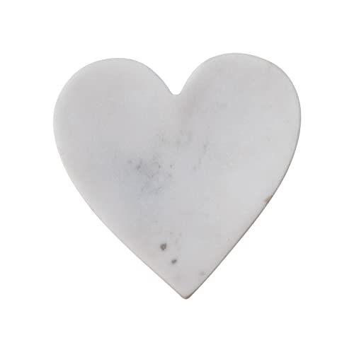 Creative Co-Op Marble Heart Dish, 5" L x 5" W x 1" H, White