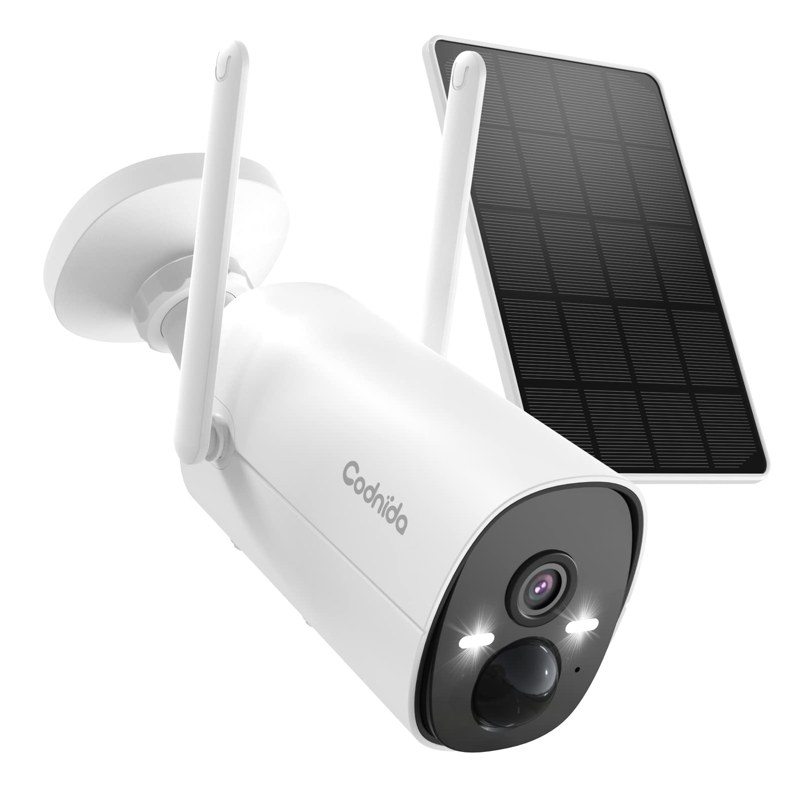 Codnida Wireless Outdoor 2.4Ghz WiFi Security Camera with Motion Detection, Solar Battery Powered, 2K HD, 2-Way Audio,Night Vision, IP66