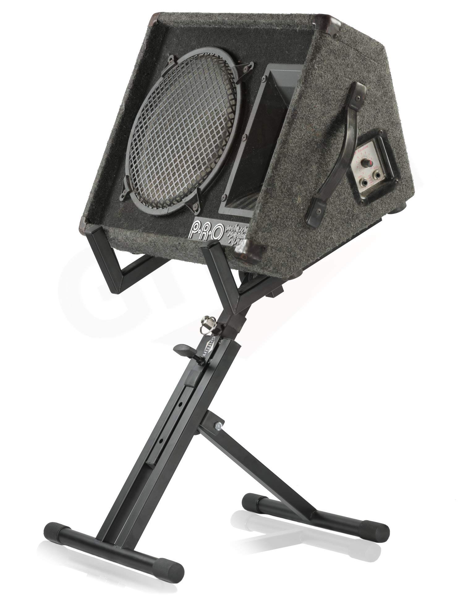 Guitar Combo Amplifier Stand by GRIFFIN | PA Speaker Karaoke Monitor Holder | Low Profile Pro-Audio Amp Tilt Back Mount Stand | Adjustable Speaker Cabinet Stage Equipment Platform Riser & Studio Chair