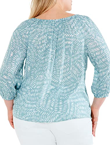 NIC+ZOE Women's Plus Size in Stitches TOP, Blue Multi, 3X