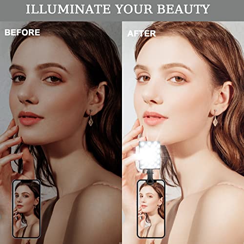 GreatLPT RGB Phone Light Clip, Cell Phone Fill Light 360° Full Color CRI 95+ Dimmable 2500K-8500K, 2000mAh Rechargeable Phone Clip Light for Selfie, Makeup, Video Conference, TikTok