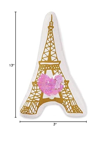 Heritage Kids Eiffel Tower Figural Throw Dec Pillow with Heart Sequin, Gold