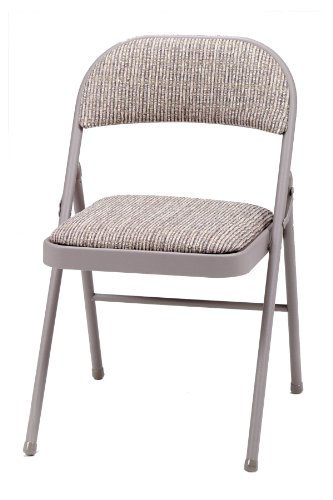 MECO 4-Pack Deluxe Fabric Padded Folding Chair, Chicory Lace Frame and Motif Fabric Seat and Back