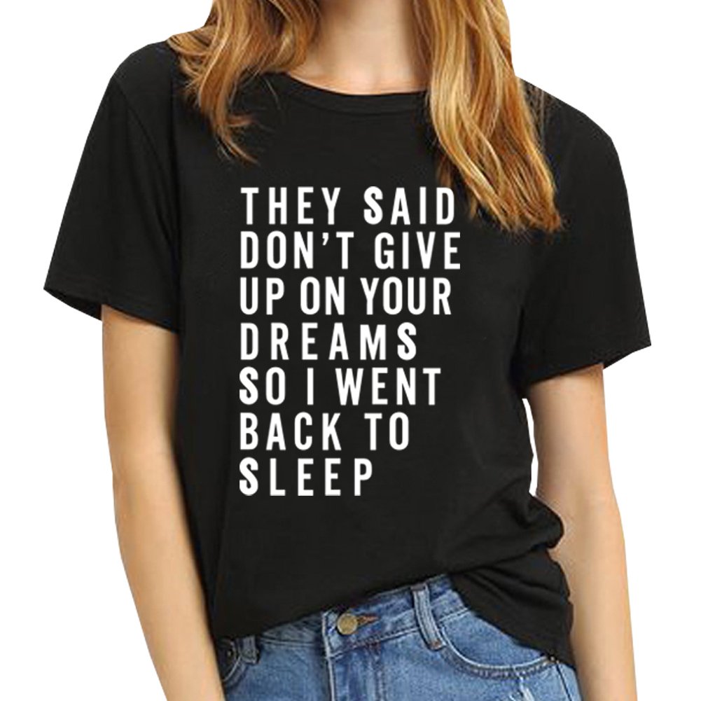 BLACKMYTH Women T Shirt Grahpic Letter tee Shirt Fashion Short Sleeve Tops Summer Black Medium