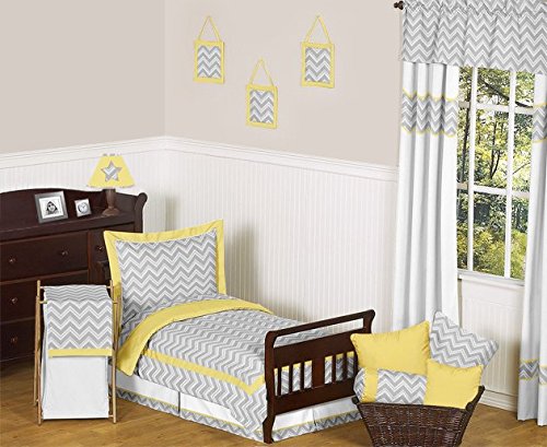 Sweet Jojo Designs Fitted Crib Sheet for Yellow and Gray Chevron Zig Zag Baby/Toddler Bedding - Yellow