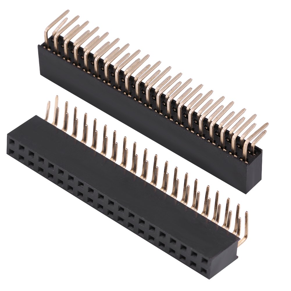 Bewinner 3pcs 2 x 20 Pins 2.54mm Pitch Female Pin Header - Stable Electric Current and Transmit Performance - Right Angle Pin Headers for Raspberry Pi/PCB Board