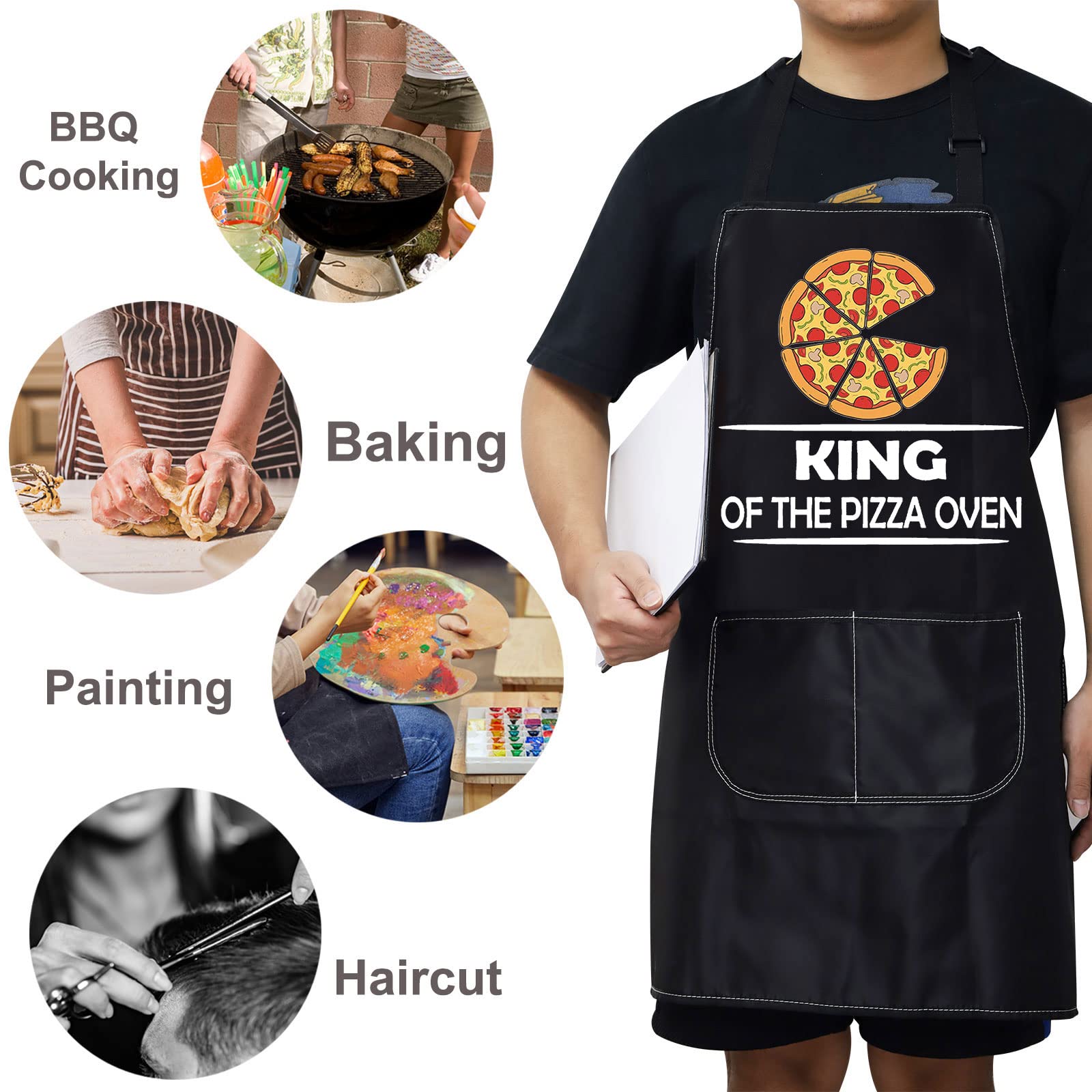 BWWKTOP Pizza Chef Apron Pizza Maker Apron Pizza Chef Gifts King Of The Pizza Oven Pizzeria Apron With Pocket For Chef Dad (King Of Oven)